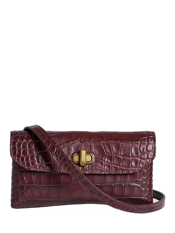 ME+EM Croc Print Small Pouch - Bordeaux