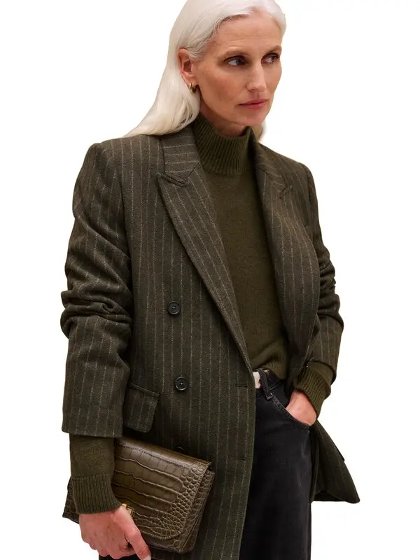 ME+EM Relaxed Pinstripe Blazer - Intense Olive