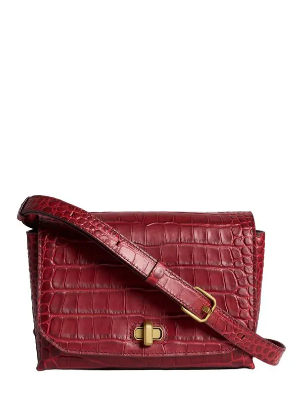 ME+EM Leather Croc Print Bag - Ultra Red