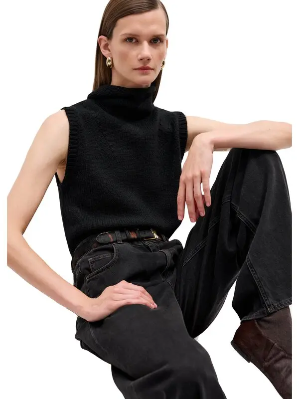 ME+EM Cashmere Crop Vest - Black