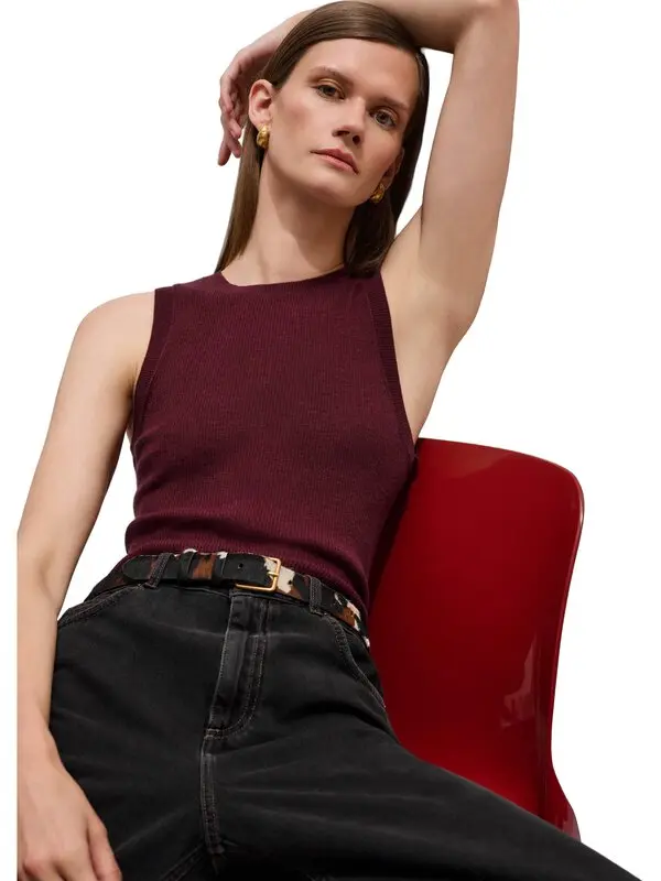 ME+EM Slim Merino Cashmere Vest - Deep Ruby Red