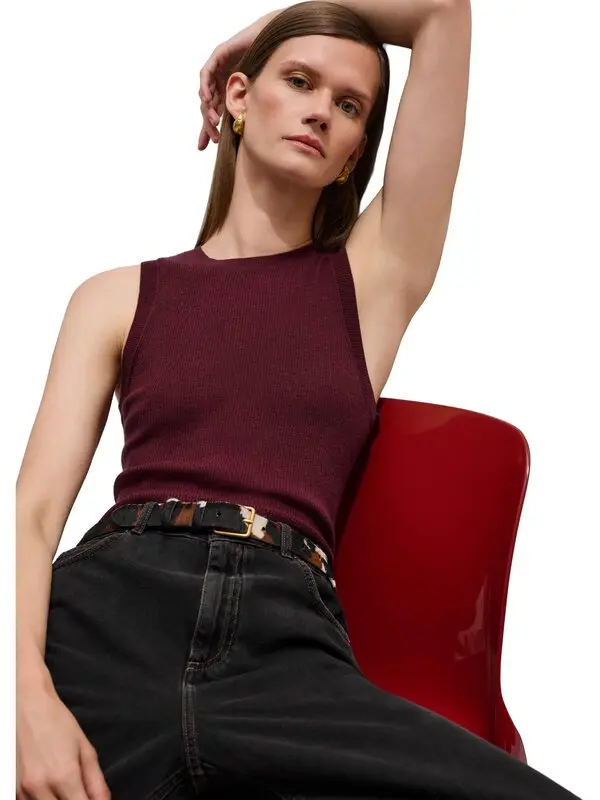 ME+EM Slim Merino Cashmere Vest - Deep Ruby Red