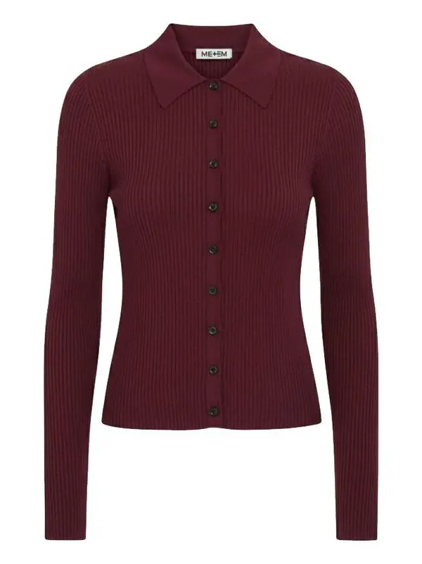 ME+EM Merino Cashmere Slim Knit Shirt - Deep Ruby Red