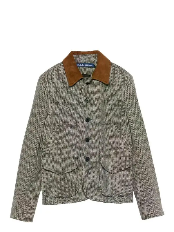 Polo Ralph Lauren Suede-trim Herringbone Jacket - Black