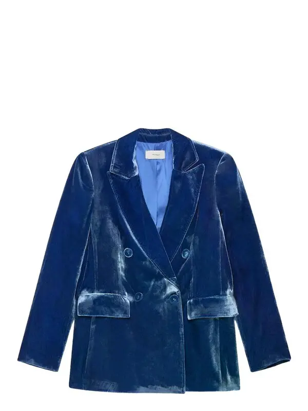 Malìparmi Double-breasted Velvet Blazer - Blue