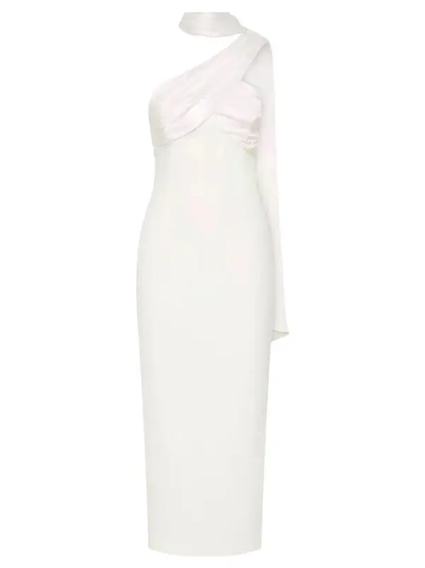 Rebecca Vallance Satin-draped Halter Neck Midi Dress - Neutrals
