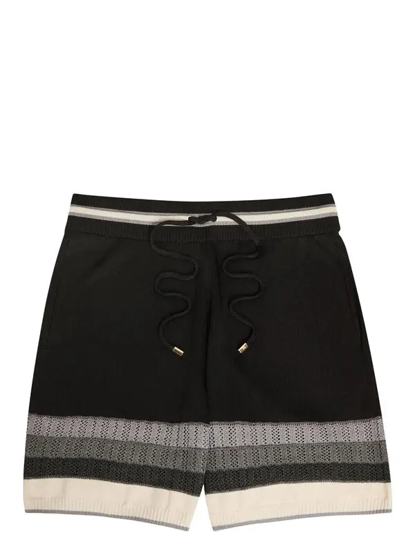 Amiri Striped Fine-knit Shorts - Black