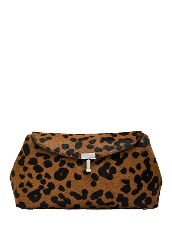 TOTÊME T-lock Mini Print Calf Hair Clutch - Leopard