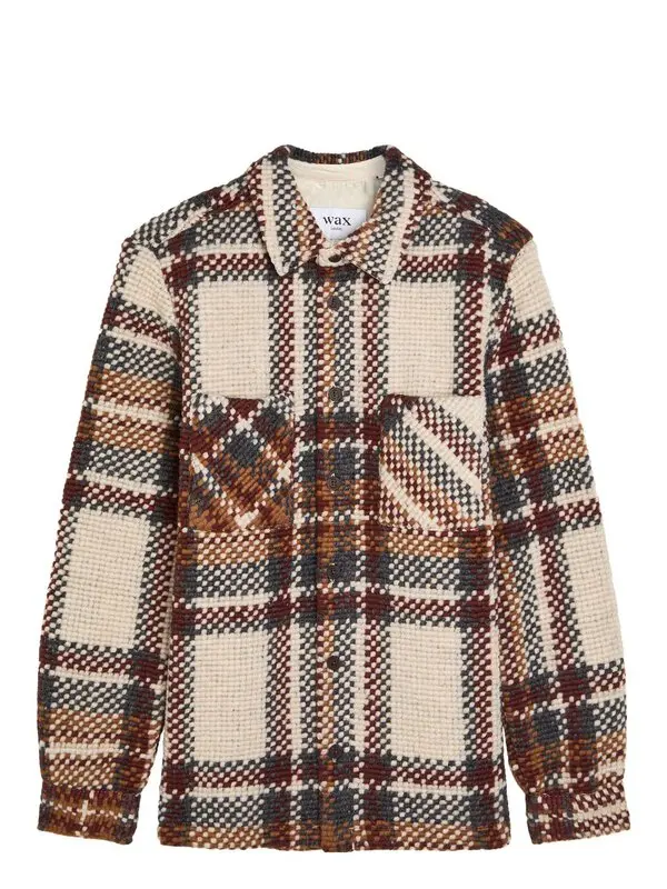 WAX LONDON Whiting Patterned Intarsia Woven Overshirt - Ecru