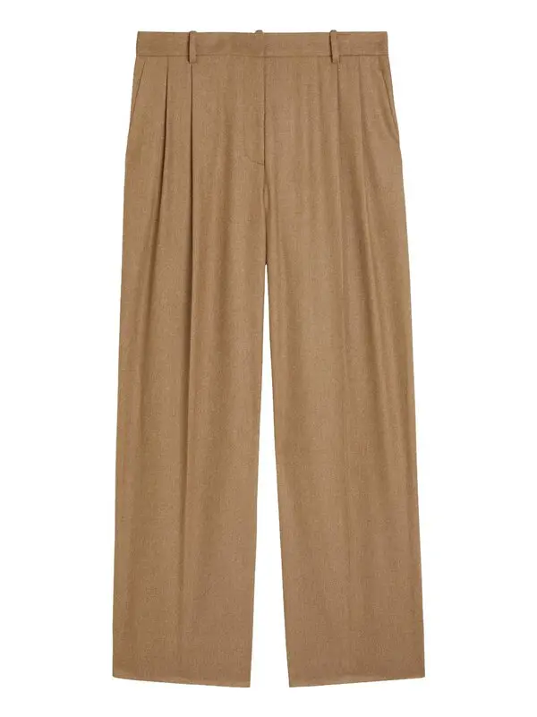 Khaite August Pleated Wool-blend Trousers - Brown