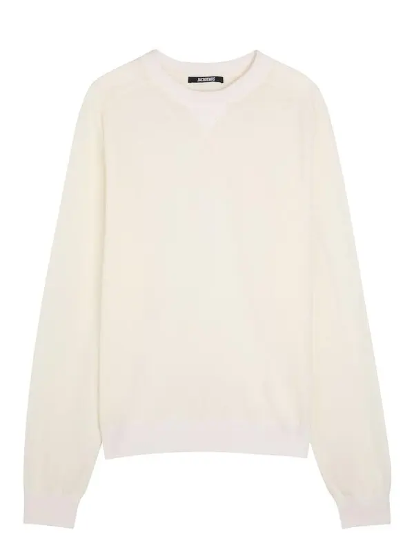 Jacquemus Logo-embroidered Fine-knit Jumper - Off White