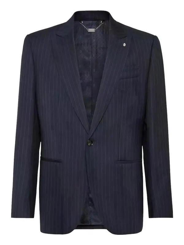BILLIONAIRE Gessato Pinstripe Single-breasted Blazer - Blue