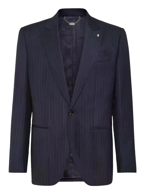 BILLIONAIRE Gessato Pinstripe Single-breasted Blazer - Blue