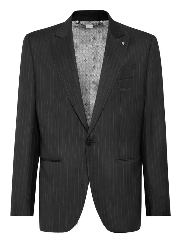 BILLIONAIRE Gessato Pinstripe Single-breasted Blazer - Black