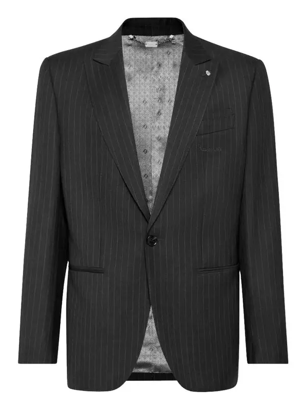 BILLIONAIRE Gessato Pinstripe-print Single-breasted Blazer - Black