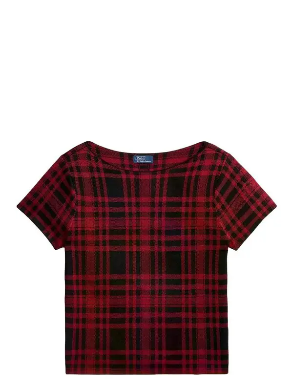 Polo Ralph Lauren Plaid Boatneck T-shirt - Red