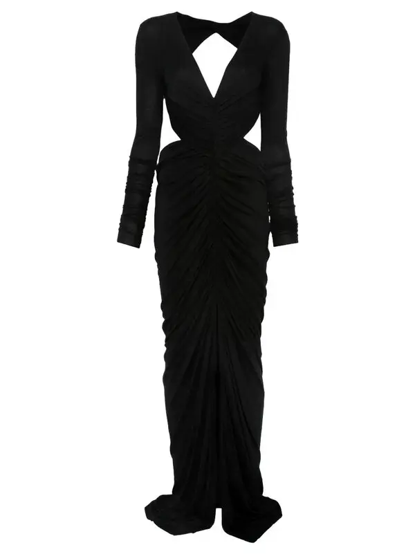 Rick Owens Cut-out Ruched Gown - Black