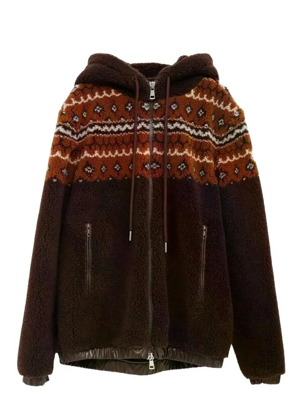 Moncler Geometric-pattern Hooded Jacket - Brown