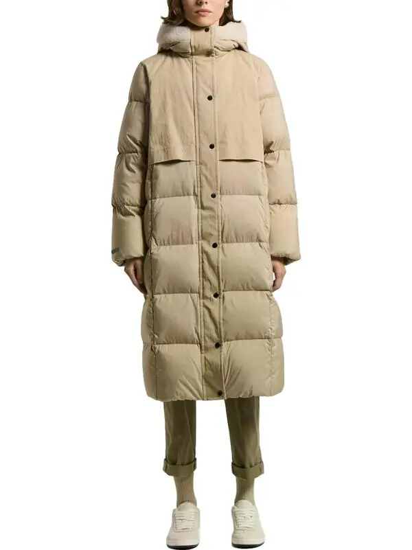 Peserico Hooded Quilted Down Coat - Neutrals