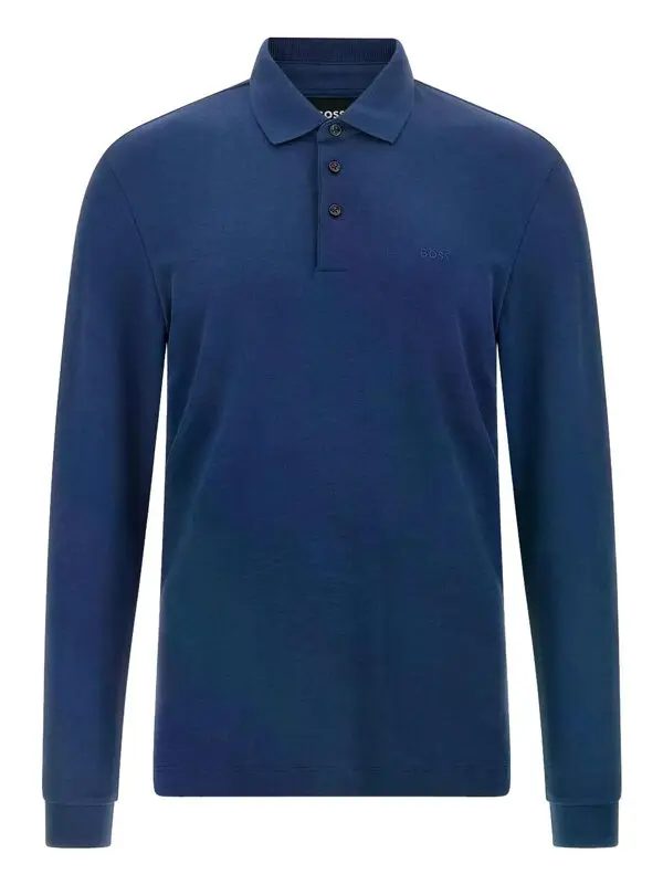 BOSS Embroidery Long-sleeve Polo Shirt - Blue