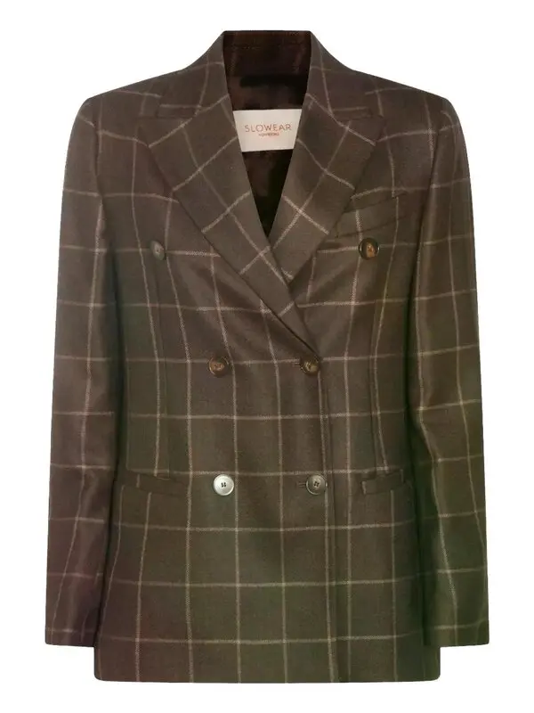 Montedoro Checked Double-breasted Blazer - Brown