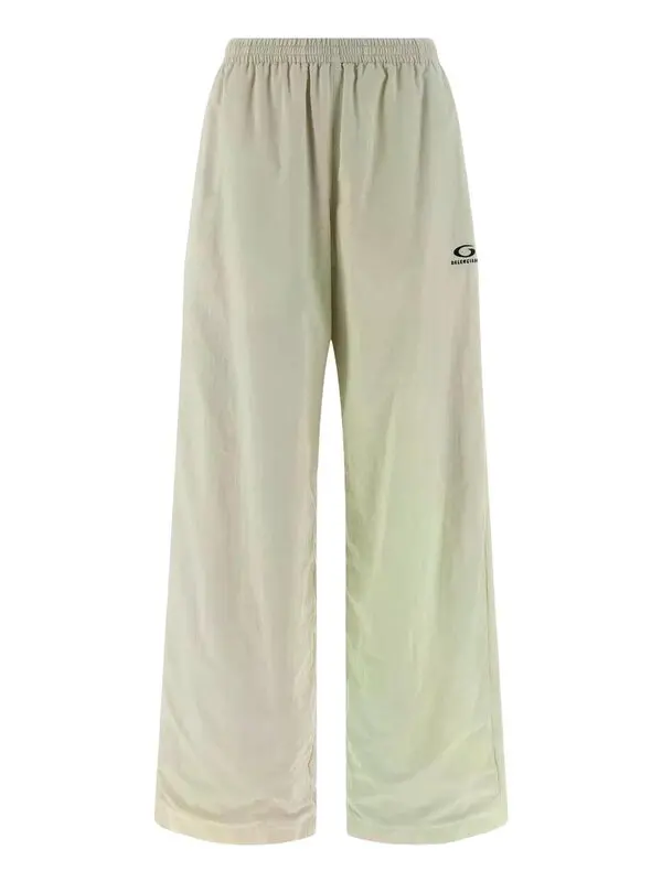 Balenciaga Wrinkled-effect Trousers With Logo Embroidery - Neutrals