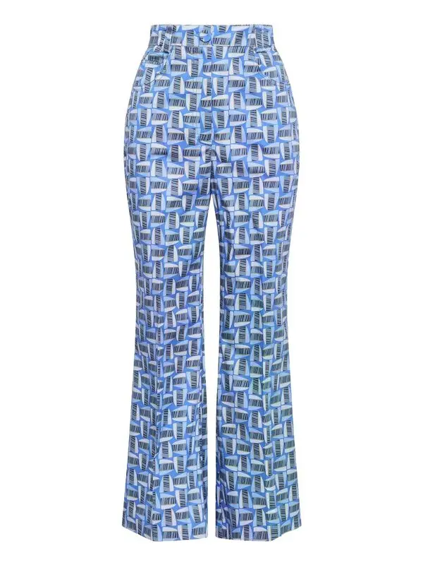 Malìparmi Geometric-print Flared Trousers - Blue