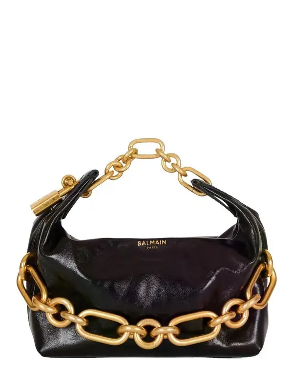Balmain Mini Chain-embellished Leather Tote Bag - Black