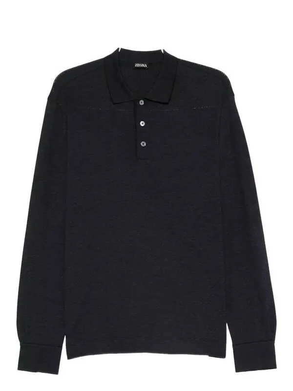 Zegna Long-sleeved Polo Shirt - Black