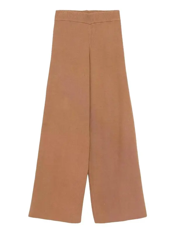 TWINSET Ribbed Wide Leg Trousers - Brown