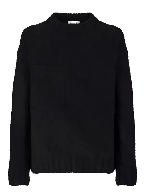 LANEUS Crew Neck Wool Sweater - Black