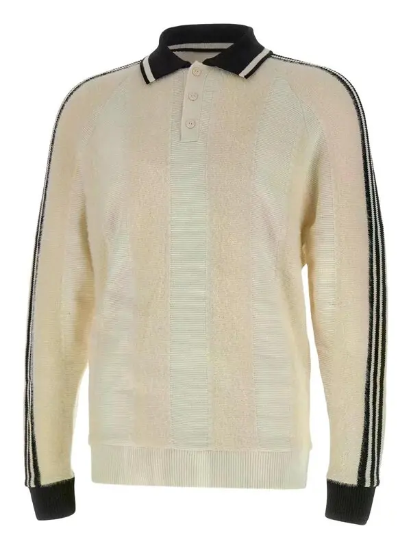 Adidas Polo Neck Stripe-detail Sweater - Neutrals