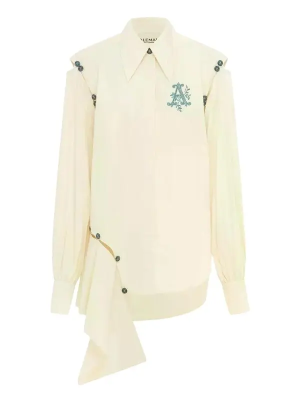 ALEMAIS Embroidered Asymmetrical Shirt - Neutrals