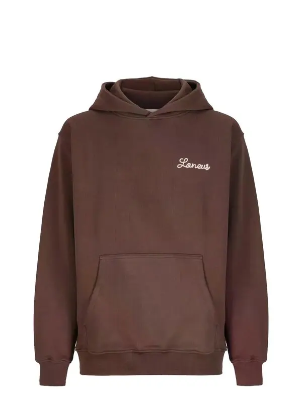 LANEUS Embroidered Logo Hoodie - Brown
