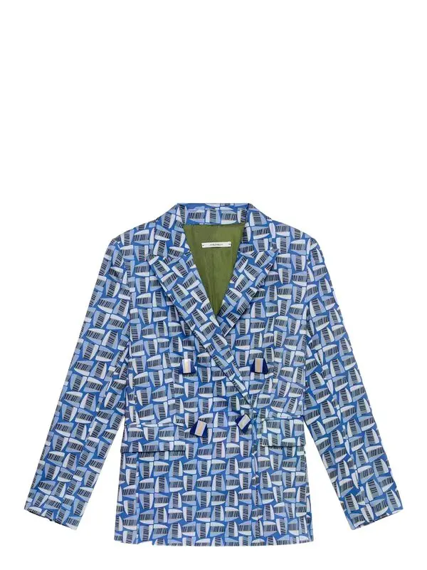 Malìparmi Geometric-print Double-breasted Blazer - Blue