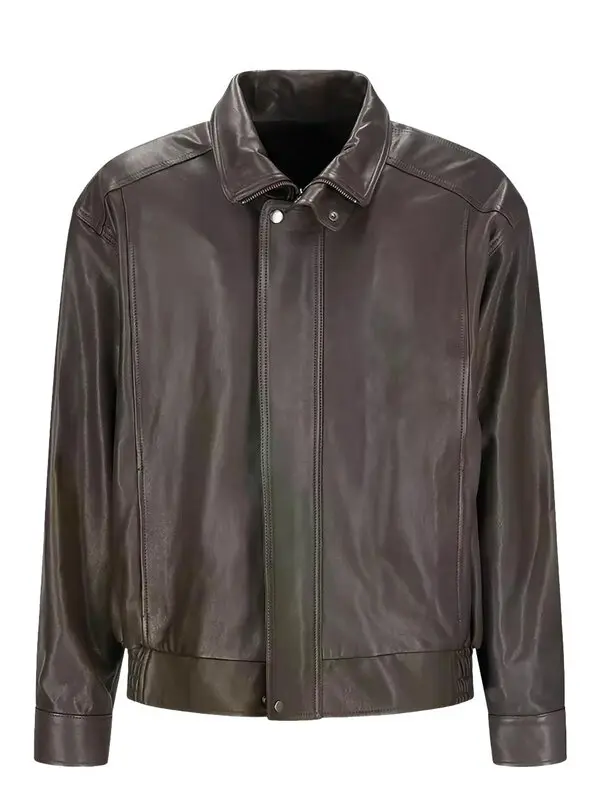 Calvin Klein Paneled Leather Jacket - Brown
