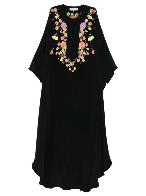 Emilio Pucci Floral-embroidered Maxi Dress - Black