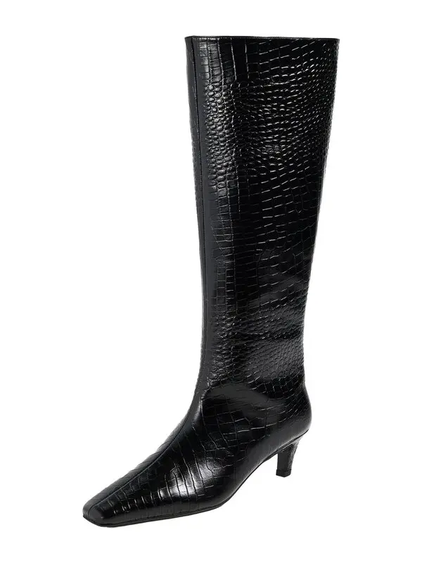 TONY BIANCO Evysa Knee High Boots - Black Croc
