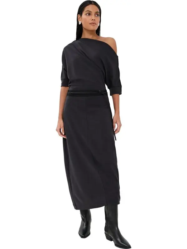 LEMAIRE Twisted Hem Midi Dress - Anthracite
