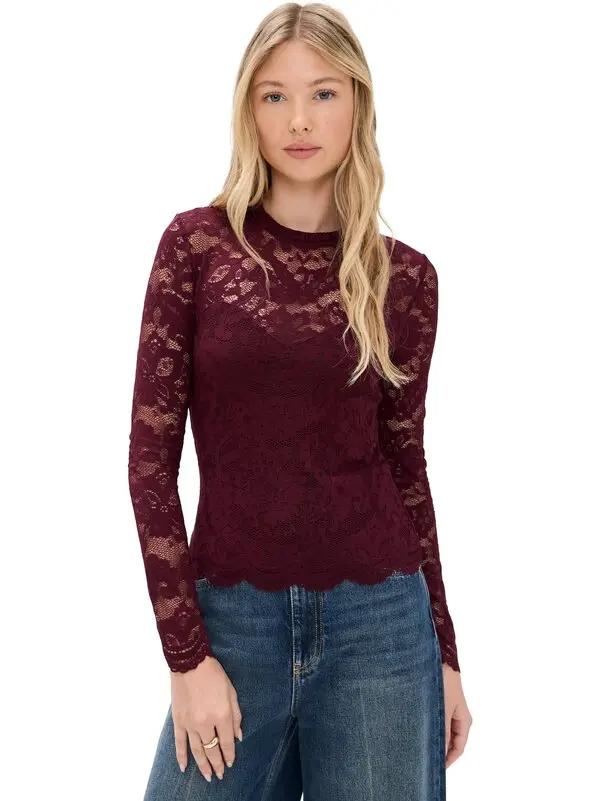 Generation Love Clayton Lace Top - Cabernet