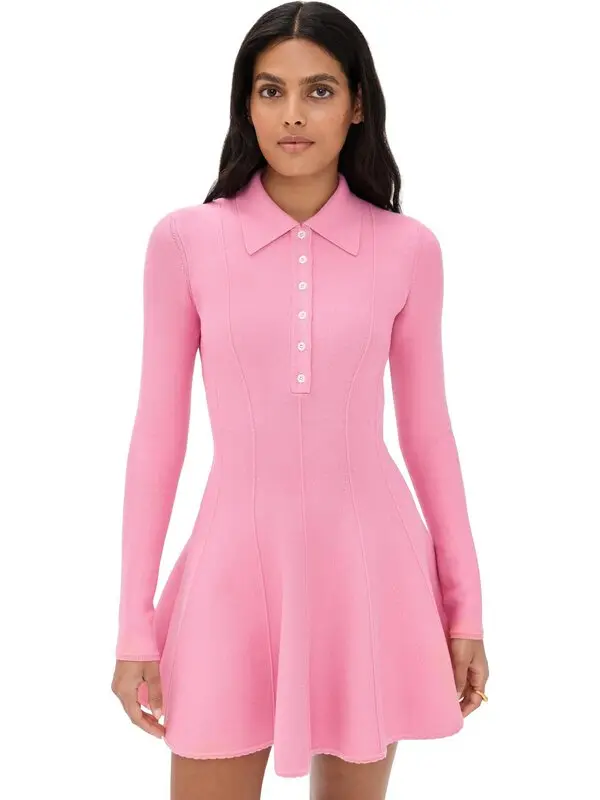 FLEUR DU MAL Henley Flared Corset Mini Dress - Pink Cadillac
