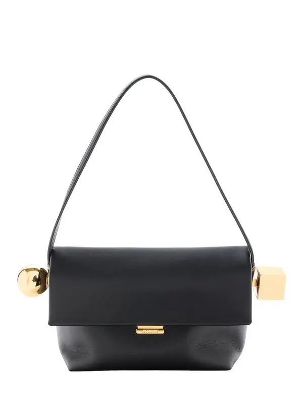 Jacquemus Le Rond Carré Leather Shoulder Bag - Black 990