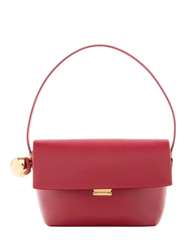 Jacquemus Le Rond Carré Leather Shoulder Bag - Dark Red 480