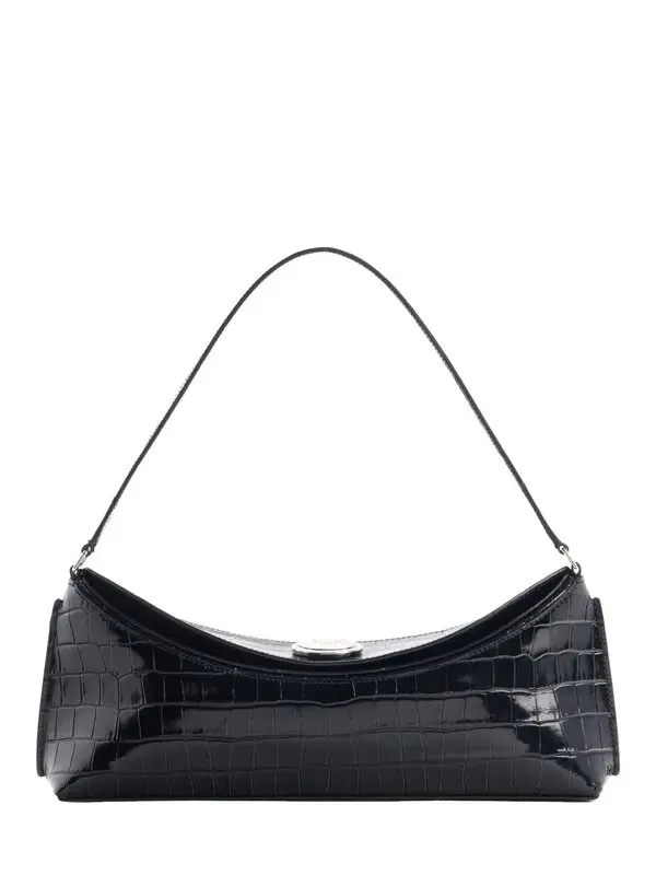 Jacquemus The Ovale Croc Embossed Leather Shoulder Bag - Black 990