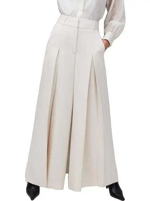 RO&ZO Pleated Wide Leg Trousers - Cream