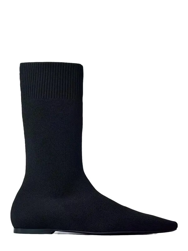 TOTEME Square-toe Ribbed-knit Boots - Black