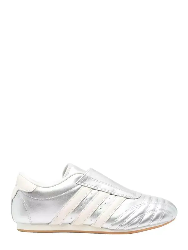 Adidas Three-stripe Metallic-leather Sneakers - Silver
