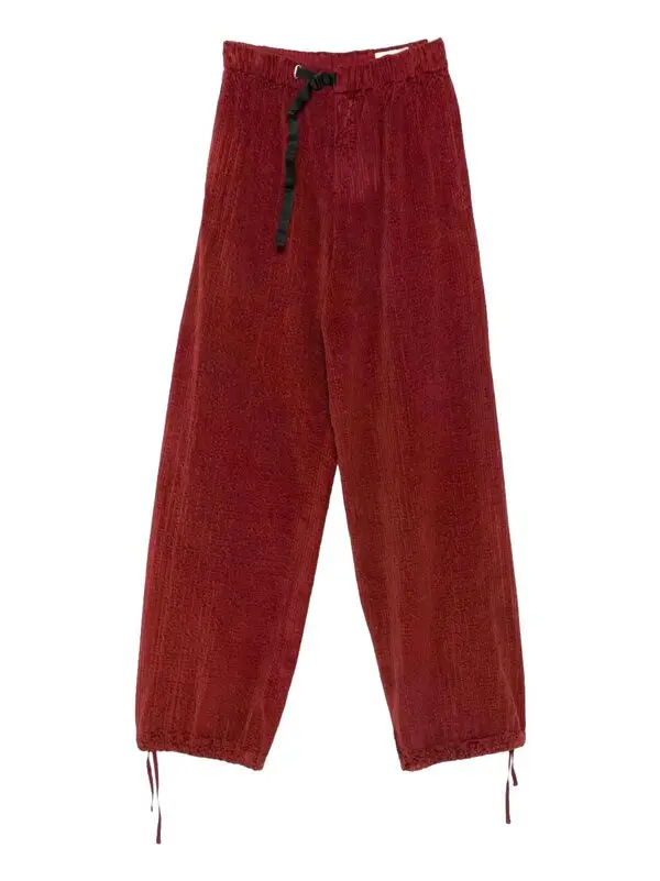WHITE SAND Drawstring-waist Corduroy Pants - Red