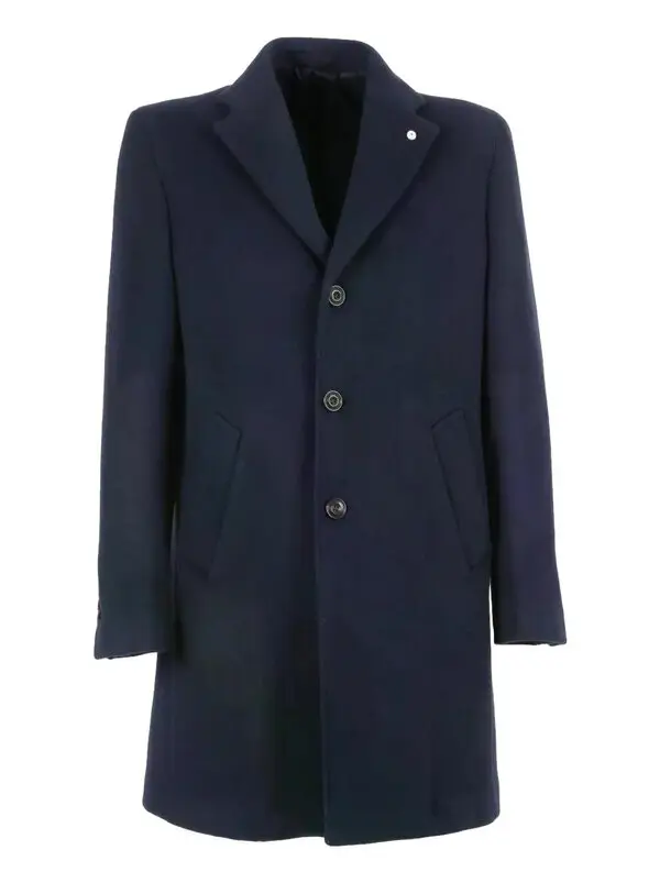 BRANDO Button-fastening Wool-blend Coat - Blue