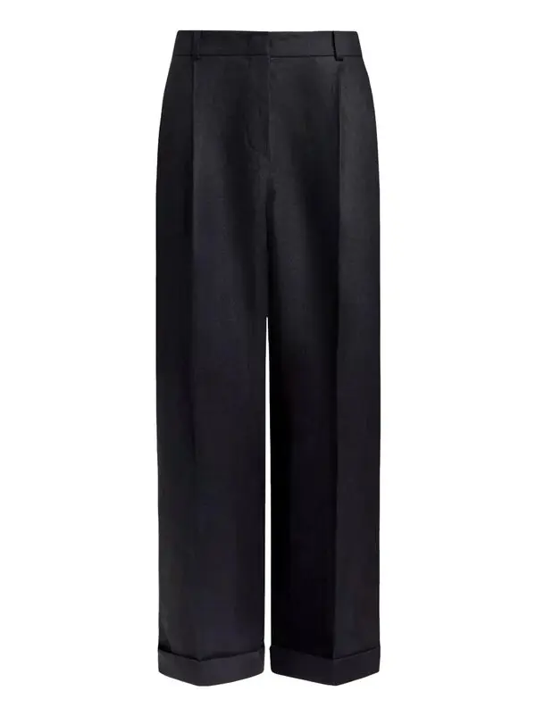 12 STOREEZ Pleated Cuffed Trousers - Black